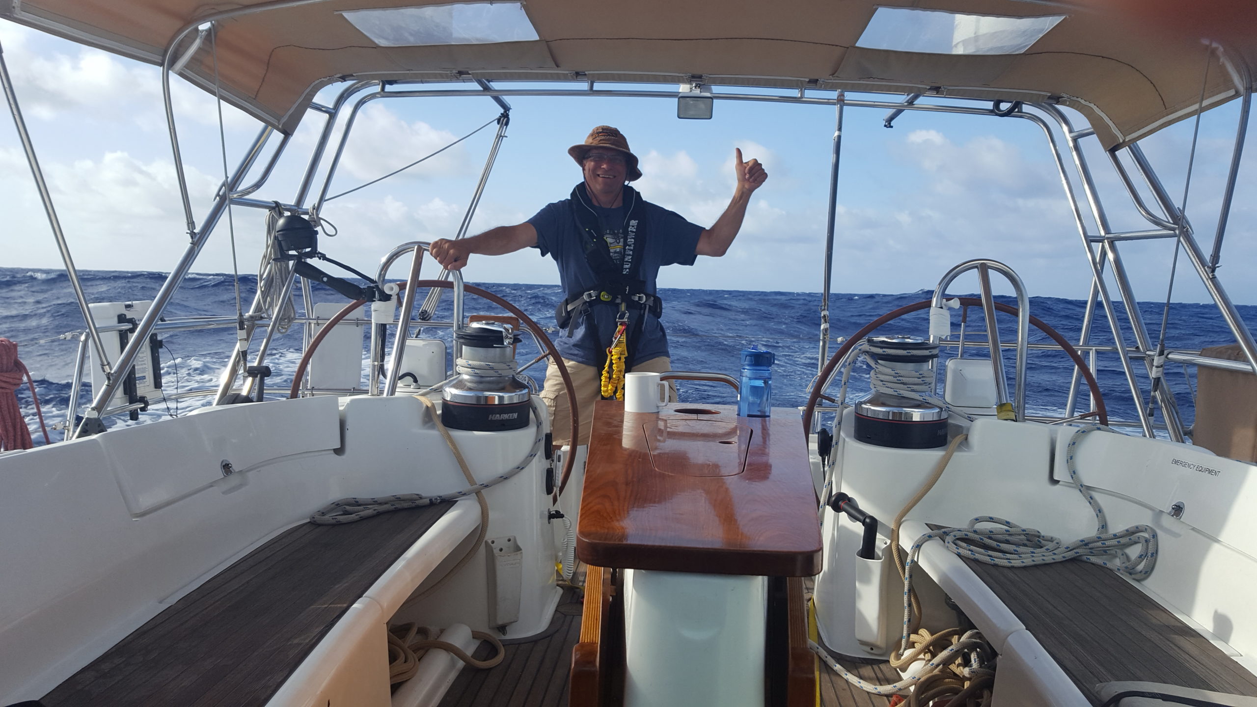 180628 Mark at helm - Newport Bermuda Race